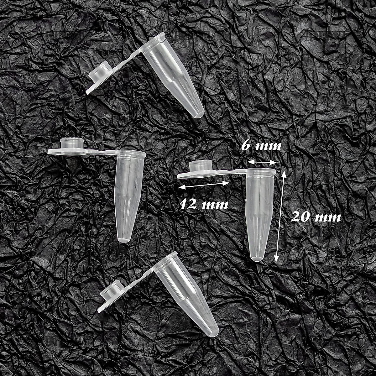 AUEAR, 1000 Pack 0.2ml Micro Centrifuge Tube with Lids Plastic Sample Small Bottle Container Test Vials Micro Centrifuge Tube Clear