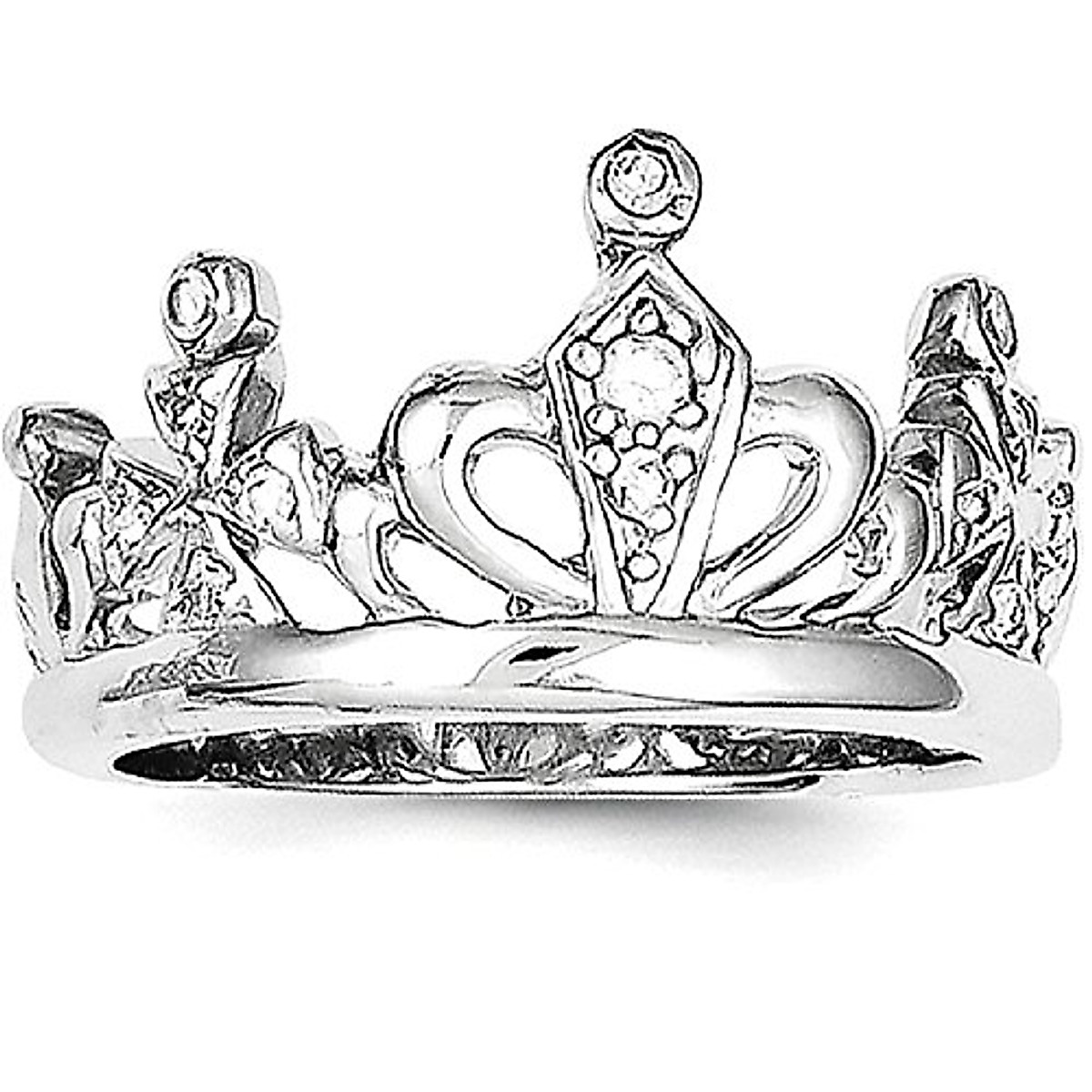 IceCarats 925 Sterling Silver Cubic Zirconia CZ Royal Princess Crown Ring Size 8