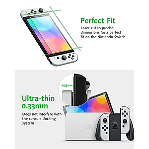 Bioton Tempered Glass Screen Protector Compatible with Nintendo Switch OLED Model 2021 [EZ Kit] [Automatic Alignment] - 2 Pack