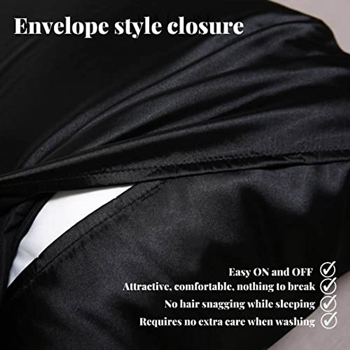 HALURE 100% Mulberry Silk Pillowcase for Hair and Skin, Queen Size Silk Pillowcase, 20" x 30", Soft Smooth and Hypoallergenic Cooling Pillow Cases with Envelope Closure, 1pc, Black