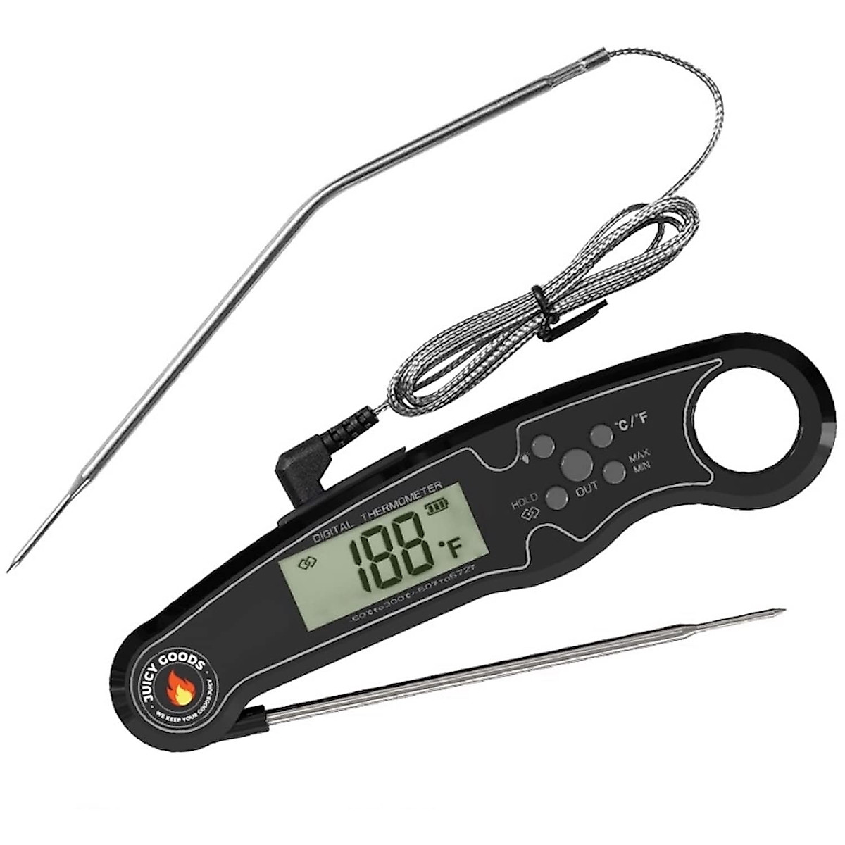 Bluetooth Digital Meat Thermometer- Dual Probe BBQ Thermometer- Cooking Thermometer with Mobile App Rechargeable Battery & Built-in Magnet-Water Resistant Instant Read Food Thermometer