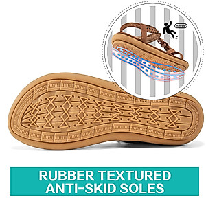 Alicegana Womens Sandals Shoes Comfort Walking with Non Slip on Casual Summer Beach Shoes Dress Ankle Elastic Jeweled Bohemian Flats