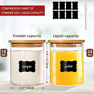 GoldArea 6 Pack Glass Jars, 24 oz Glass Food Storage Containers with Airtight Bamboo Lids, Spice, Cookie, Candy Jar, Canister Sets for Kitchen Counter, Containers for Pantry Organization and Storage