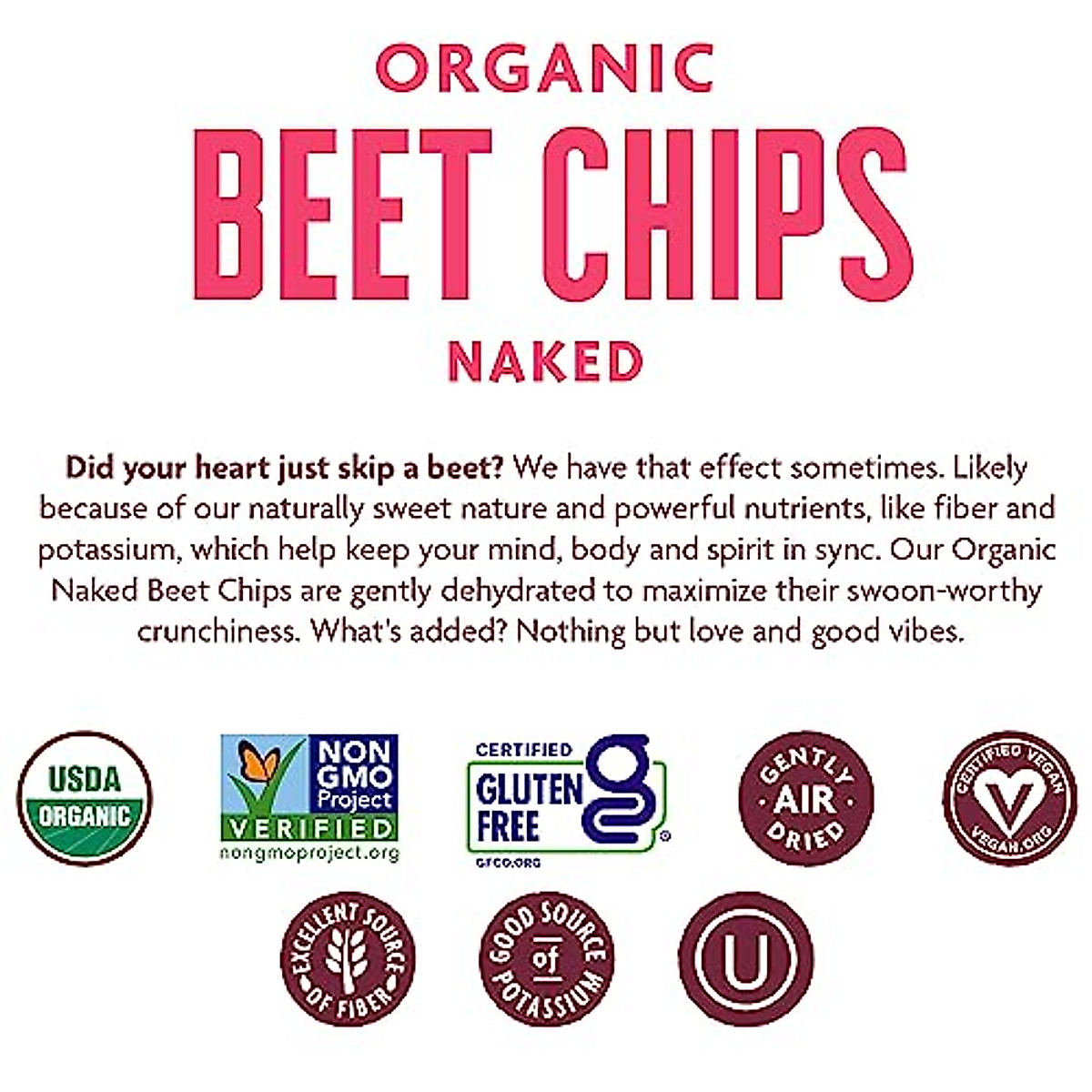 Rhythm Superfoods Beet Chips Organic and Non GMO Vegan Gluten Free Snacks, Naked, 1.4 Ounce (Pack of 4)