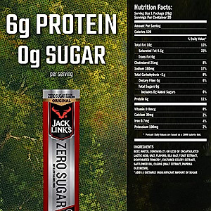Jack Link's Beef Sticks, Zero Sugar, Original, Bulk Pack - Office Protein Snack, Meat Stick with 6g of Protein, Made with Premium Beef, No Added MSG**, 0.92 Ounce (Pack of 40)