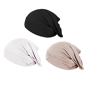 3 Pcs Muslim Inner Hijab Caps Women Solid Color Turban Underscarf Under Hijab Caps Stretchy Breathable Full Cover Undercap Tube Bonnet Under Scarf Hats Beanie