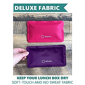 Soft Ice Packs for Lunch Box, Bags, Bento Boxes, 4 Pack, Slim Reusable and Refreezable Pouches for Kids Girls Adults, Travel, School, Work, or Camping, Long Lasting Cold, Flexible | Pink Purple