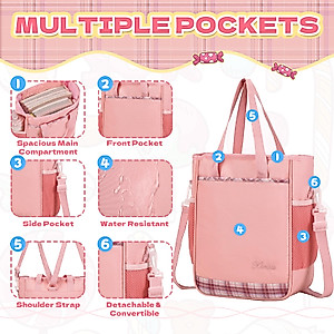 PIG PIG GIRL Girls Backpack, 2pcs Set School Backpack with Convertible Shoulder Tote Bag Water Resistant Book Bag for Primary Elementary School,Pink