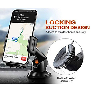 Pokanic Car Cell Phone Mount Stand Holder Cradle Dashboard Windshield Washable Sticky Gel Pad 360 Rotation Three-Side Grips Universal (Dashboard Mount)