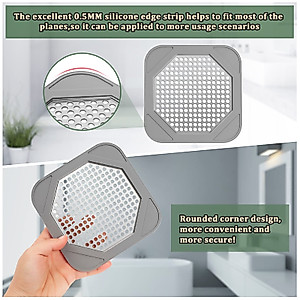 Shower Drain Hair Catcher 5.7-inch Square Drain Cover Protector Hair Stopper Trap Flat Strainer,Easy to Install,Suit for Bathroom Floor Drain,Stainless Steel and Silicone