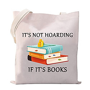 VAMSII Book Tote Bag Book Lovers Gifts it's not Hoarding if it's Books Shoulder Bag Librarian Gifts Bookworm Gift Bag (it's not hoarding if it's Books)