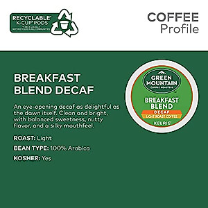 Green Mountain Coffee Decaf Breakfast Blend (Light Roast Coffee), K-Cup Portion Pack for Keurig K-Cup Brewers (Pack of 24)