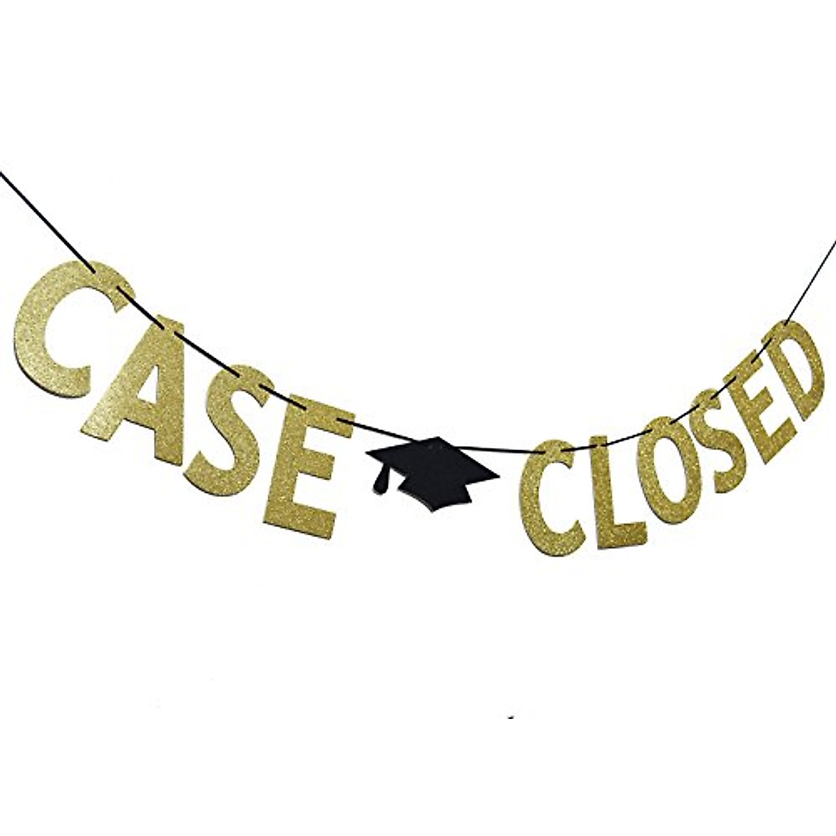 Qttier Case Closed Gold Glitter Banner, Class of 2022 Law School Graduation Party Supplies Bunting Photo Booth Props Sign