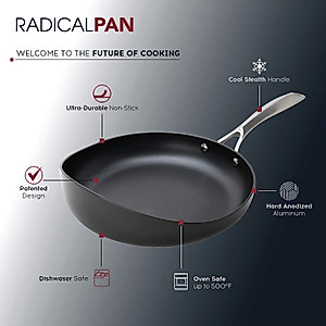 8” Radical Pan: Nonstick Frying & Saute Pan, Skillet, With Stainless Steel Handle, for Gas, Induction, Electric Cooktops, Hard-Anodized, Dishwasher Safe. Oven safe, SGS & NSF Certified. PFOA-free