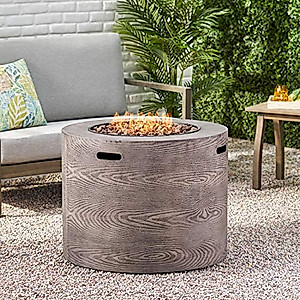 Christopher Knight Home Senoia Outdoor FIRE Pit, Wood Pattern Brown
