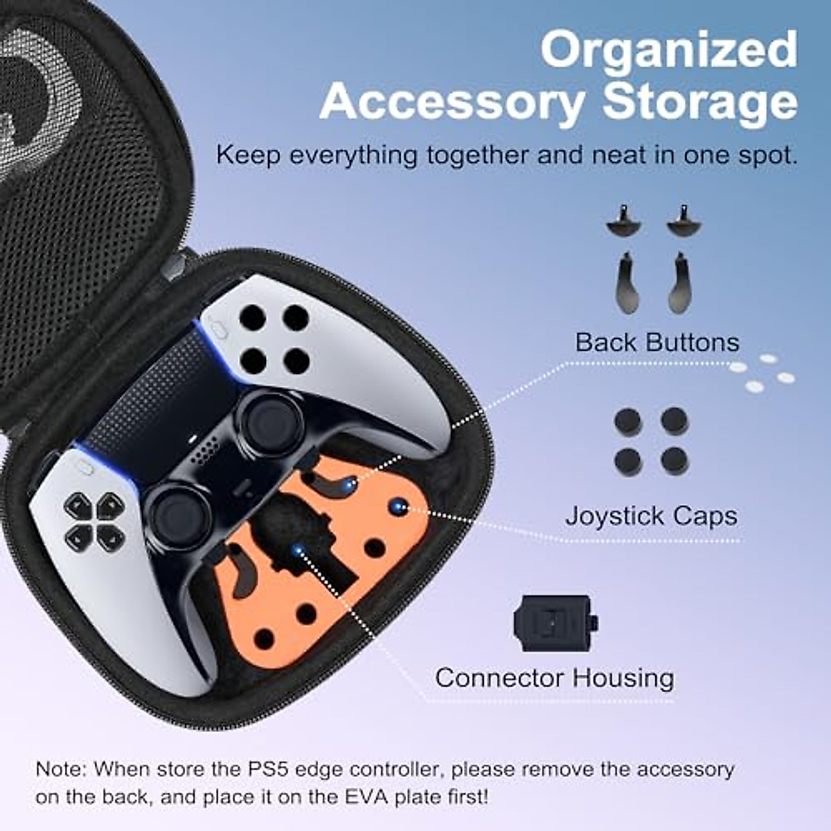 TiMOVO Controller Keyboard Carrying Case for PS5/PS5 Edge/Xbox Controller, PS5 Travel Case with Accessory Storage Holder, Hard Shell Protective Bag Fits PS5/Edge/Xbox Series X/S/One Controller, Black