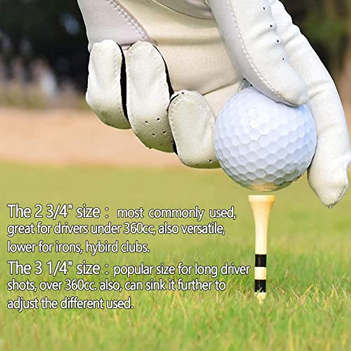 FINGER TEN Golf Tees Wood 3 1/4 Inch 120 Count, Durable Biodegradable Wooden Bamboo Tee 83mm (Wood&Black, 3 1/4 Inch(120 Pack))