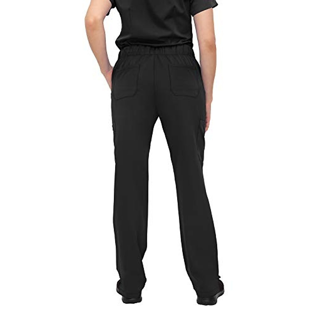 SOULFUL SCRUBS for Women 6 Pocket, Cargo Pant - Stylish Medical Scrub Pant with Midrise Fit for Woman 3500 Caroline- Medium Black - Medium,Black