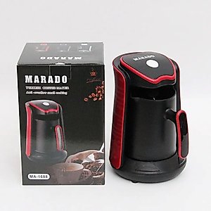 MARADO Turkish Arabic Greek Coffee Pot Maker Electric Machine 110v US PLUG 100% BPA-free, 1-4 Cups Brewing Capacity with Cook Sense Technology, Anti - Overflow cooking (Red), NORMAL, MA-1688