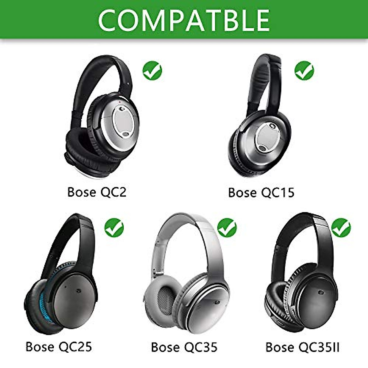 Geekria 10 PCS Disposable Headband Cover/Hook and Loop Headband/Headband Protector Compatible with Bose QuietComfort 35 II, QC35 II Gaming, QC35, QC25, QC15 Headphones (White)