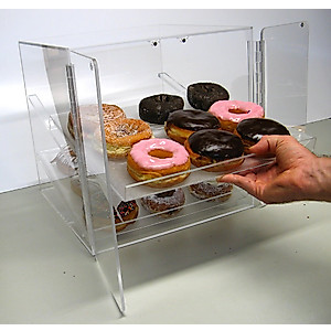 Self Serve Pastry or Donut Display Case 2 Trays for Deli Bakery Convenience Stores Display Bagel cakes and Keeps Fresh