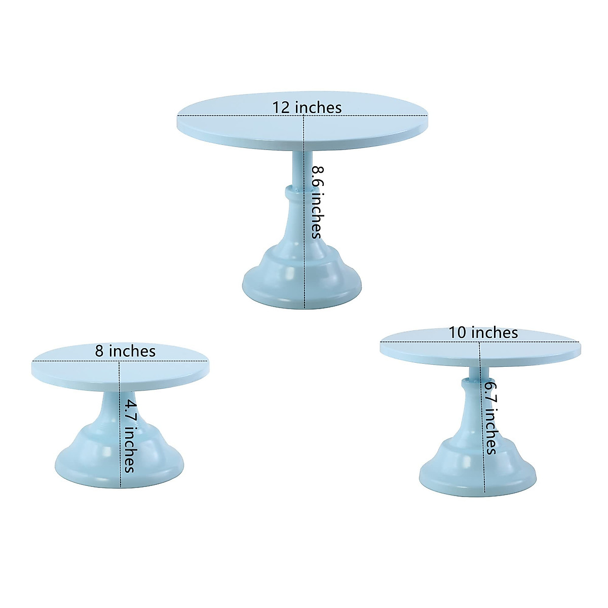 LIFESTIVAL Set of 3 Blue Cake Stand Round Metal Dessert Table Stands Display Plate for Party Wedding Birthday Baby Shower Celebration Home Decoration