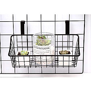 LeleCAT Basket with hook Grid Storage Basket, Hang it behind a door or on a railing, Over the Cabinet Door, Small, BLack,1 Pack