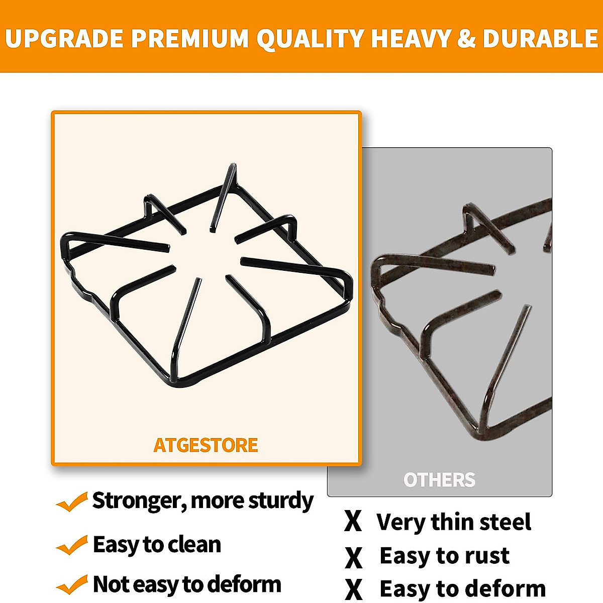 Upgraded WB31K10016 Grate Replacement Parts for GE Stove Parts Range Burner Grate, WB31K10015 Stove Top Metal Steel grate for GE Cooktop Parts Kenmore Hotpoint Gas Range Parts Stove Grate 1 Pack