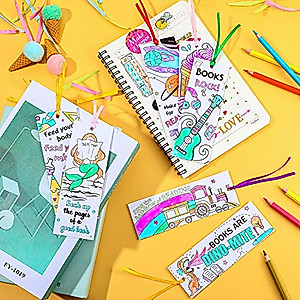 Color Your Own Bookmarks DIY Bookmarks Coloring Paper Bookmarks for Teachers Students Classroom Rewards Supplies (60)