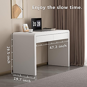 Dongge White Computer and Gaming Desk with Drawers.Home Office desks for Bedroom.Wooden Kids' Writing Table.Three-Layer Lacquered Thick Wooden Board Work Desk That can be Used as a Vanity(Z-101)