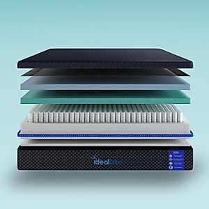 iDealBed S4 Nebula Luxury Hybrid Mattress, Back Aligning Support, Cooling Temperature Regulation Tech, Motion Isolation CustomComfort Coils (Medium Soft, Full)