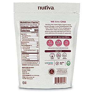 Nutiva Organic Premium Raw Ground Chia Seeds, 12 Oz, USDA Organic, Non-GMO, Whole 30 Approved, Vegan, Gluten-No & Keto, Nutrient-Dense Seeds with 3g Protein & 5g Fiber for Salads, Yogurt & Smoothies