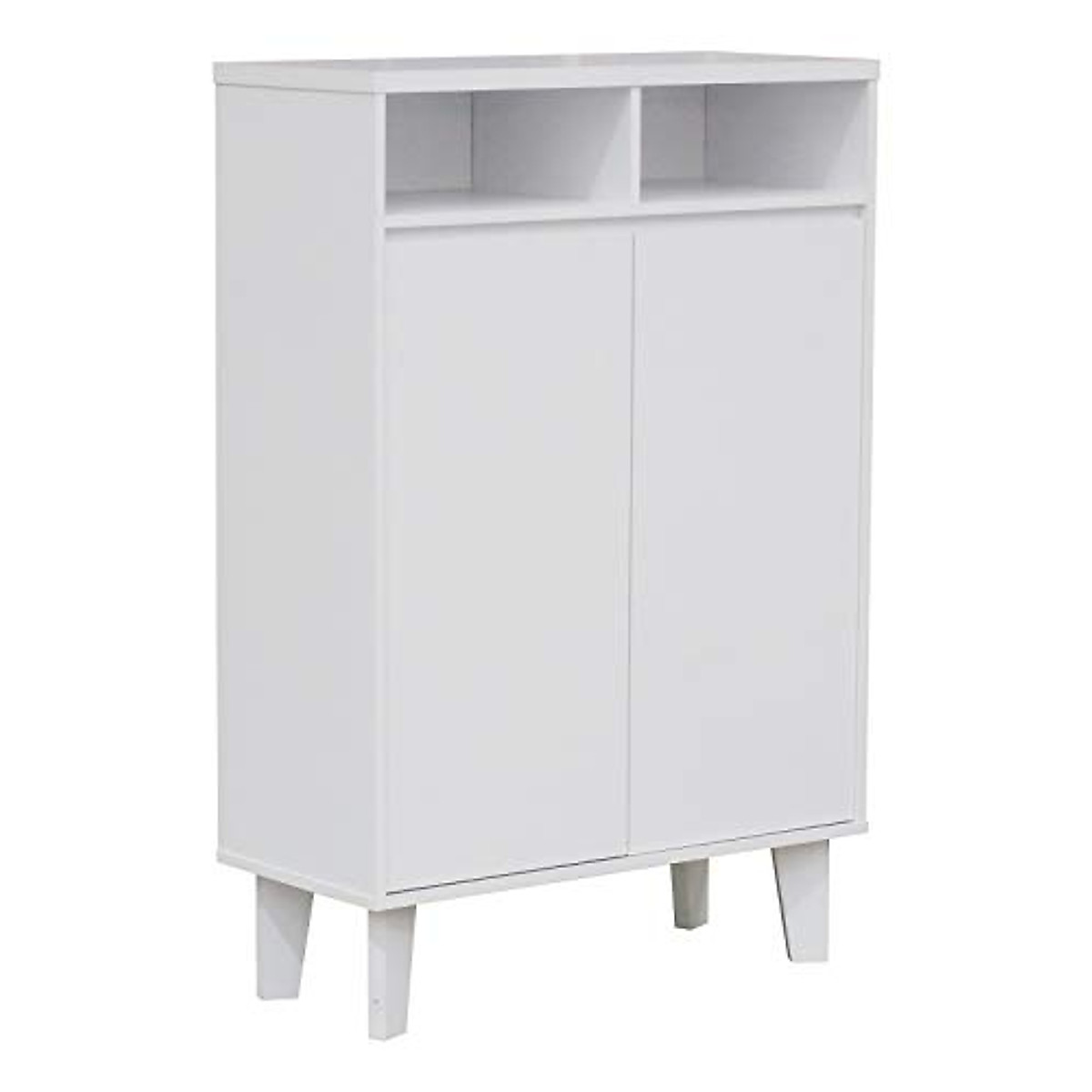 Kings Brand Furniture - Elgin Modern 2-Door with Open Shelf Shoe Rack Storage Cabinet, White