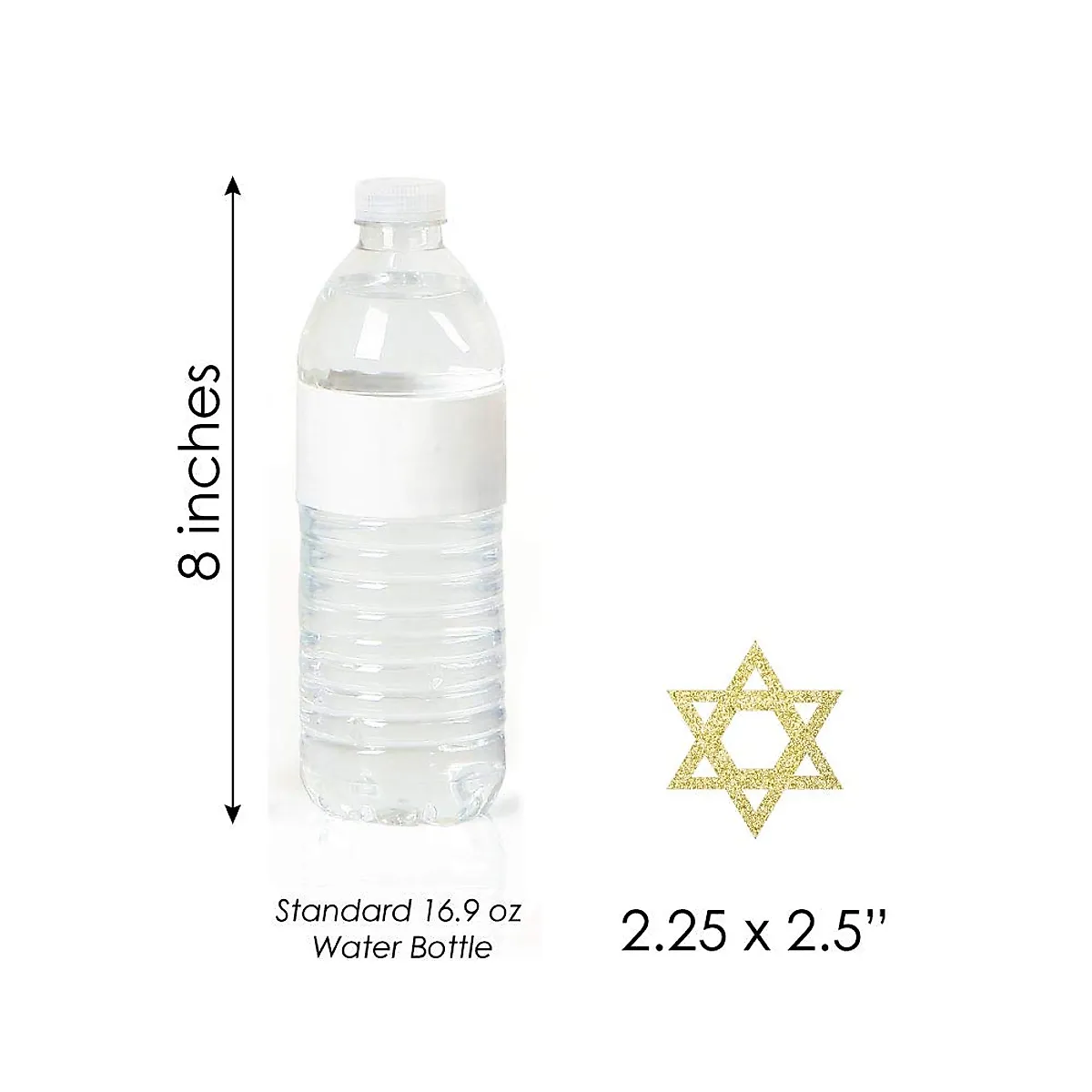 Big Dot of Happiness Gold Glitter Star of David - No-Mess Real Gold Glitter Cut-Outs - Hanukkah Confetti - Set of 24