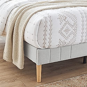 Classic Brands Eternity Soft Grey Upholstered Bed Frame, Queen