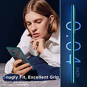 Humixx Crystal Clear Case for Samsung Galaxy S23 Ultra 6.8" - Midnight Green [Never Yellow] [Mil-Grade Protection] [Slim Fit] [2x Screen & Camera Protectors]