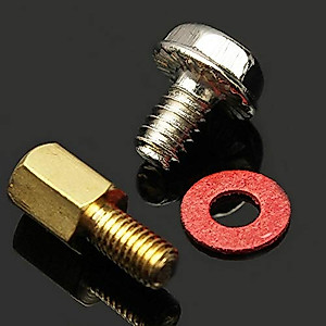 KINWAT 10Pcs 6.5mm 6-32-M3 Computer Golden Motherboard Riser+Silver Screws + Red Washers