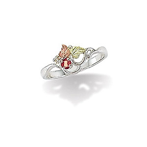 Created Ruby July Birthstone Ring, Sterling Silver, 12k Green and Rose Gold Black Hills Gold Motif, Size 7