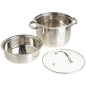 Norpro 4-Quart Steamer Cooker, 3 Piece Set, Stainless Steel