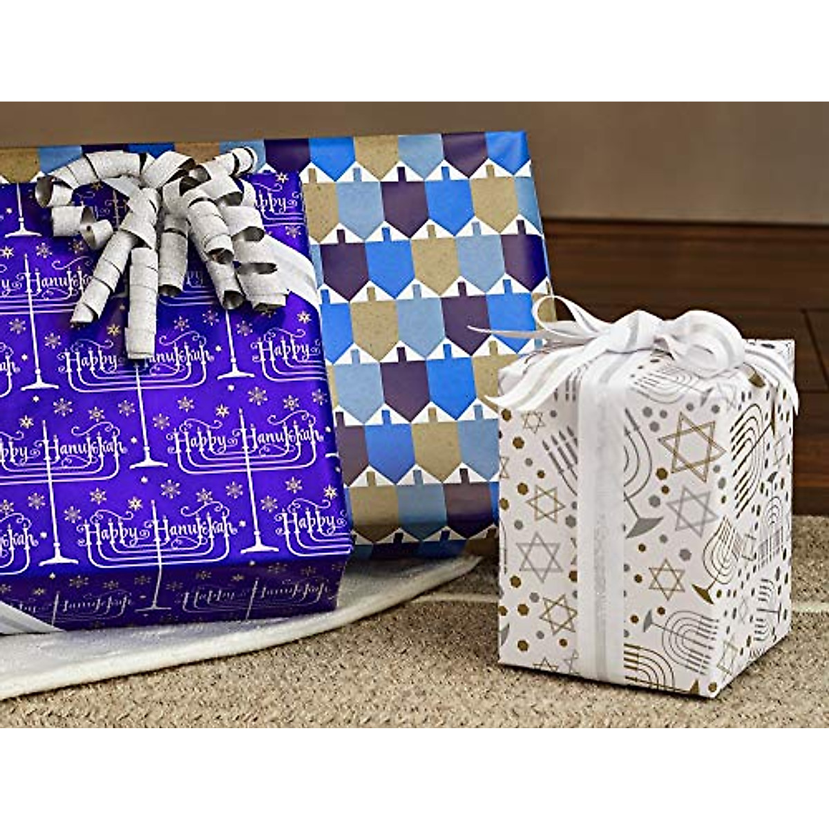 Hallmark Tree of Life (3 Gift Rolls) wrapping paper, Hanukkah Tri-Pack, 5JXW1734