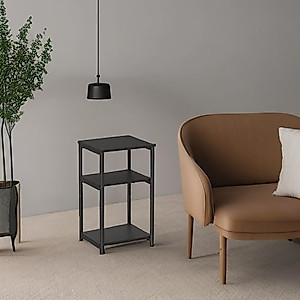 VASAGLE Side Table, Small End Table, Tall Nightstand for Living Room, Bedroom, Office, Bathroom, Classic Black ULET273B16