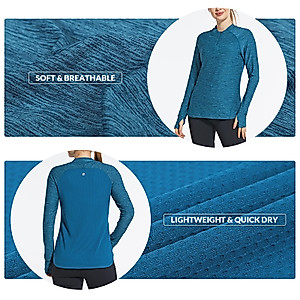 BALEAF Women's Quick Dry Shirts Long Sleeve for Running Hiking Workout UPF50+ SPF Lightweight Pullover Blue Size M