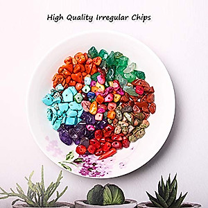 Yholin Crystals Beads for Jewelry Making Supplies Kit, Gemstone Crystal Stone Chip Beads with Spacer Stone Beads Pliers Jump Rings Elastic String for DIY Necklace Bracelet Earring Jewelry Making
