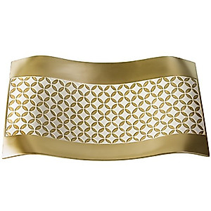 Creative Scents Schonwerk Diamond Lattice Decorative Table Decorations, Centerpieces for Dining/Living Room Table Decor Dish - Best Wedding/Birthday Gift (Gold & White)