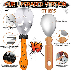 Luxby Halloween Pumpkin Carving Kit, Heavy Duty Stainless Steel Pumpkin Carving Tools Set, 6 PCS Professional Pumpkin Cutting Carving Stencils for Adults & Kids for Halloween Decoration Jack-O-Lantern