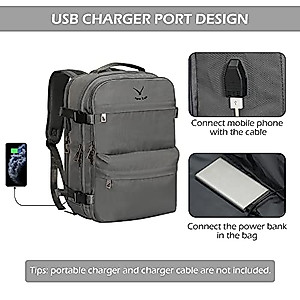 Hynes Eagle Carry on Backpack 20L Travel Backpack for Women Men Laptop Backpack 15.6 inches Flight Approved Casual Daypack Grey with Cable Organizer Grey