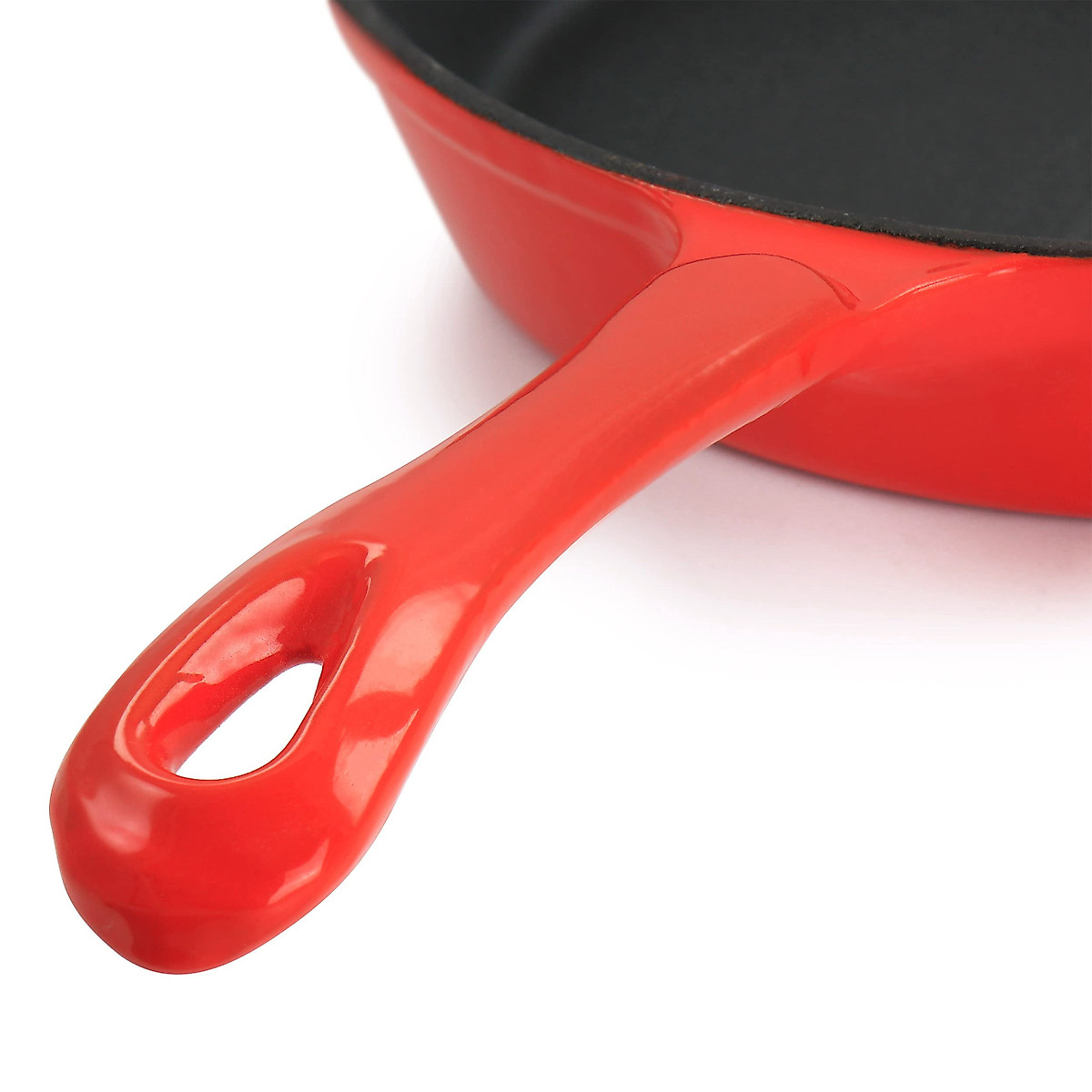 MegaChef Enameled Round 8 Inch PreSeasoned Cast Iron Frying Pan in Red (MCCE-8)