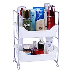 2 Tier Bathroom Counter Organizer Corner Shelf - Rectangle Vanity Tray Cosmetic Makeup Organizer - Stahomily Kitchen Spice Rack