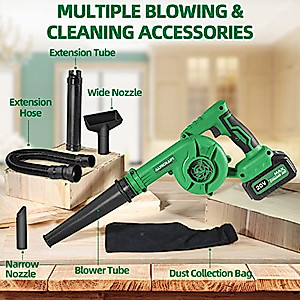 ALTOCRAFT 2-in-1 Jobsite Cordless Blower & Vacuum,20V Max Lightweight Handheld Small Dry Leaf Sawdust Blower Cleaner with 3.0Ah Battery and Charger,110MPH for Workshop Car Dust Blowing and Vacuuming