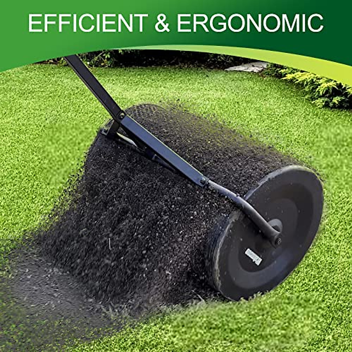 Walensee 24 Inch Compost Spreader Peat Moss Spreader with Upgrade T Shaped Handle for Planting Seeding Durable Lightweight Metal Mesh Spreader for Lawn and Garden Care Manure Spreaders Roller Patented